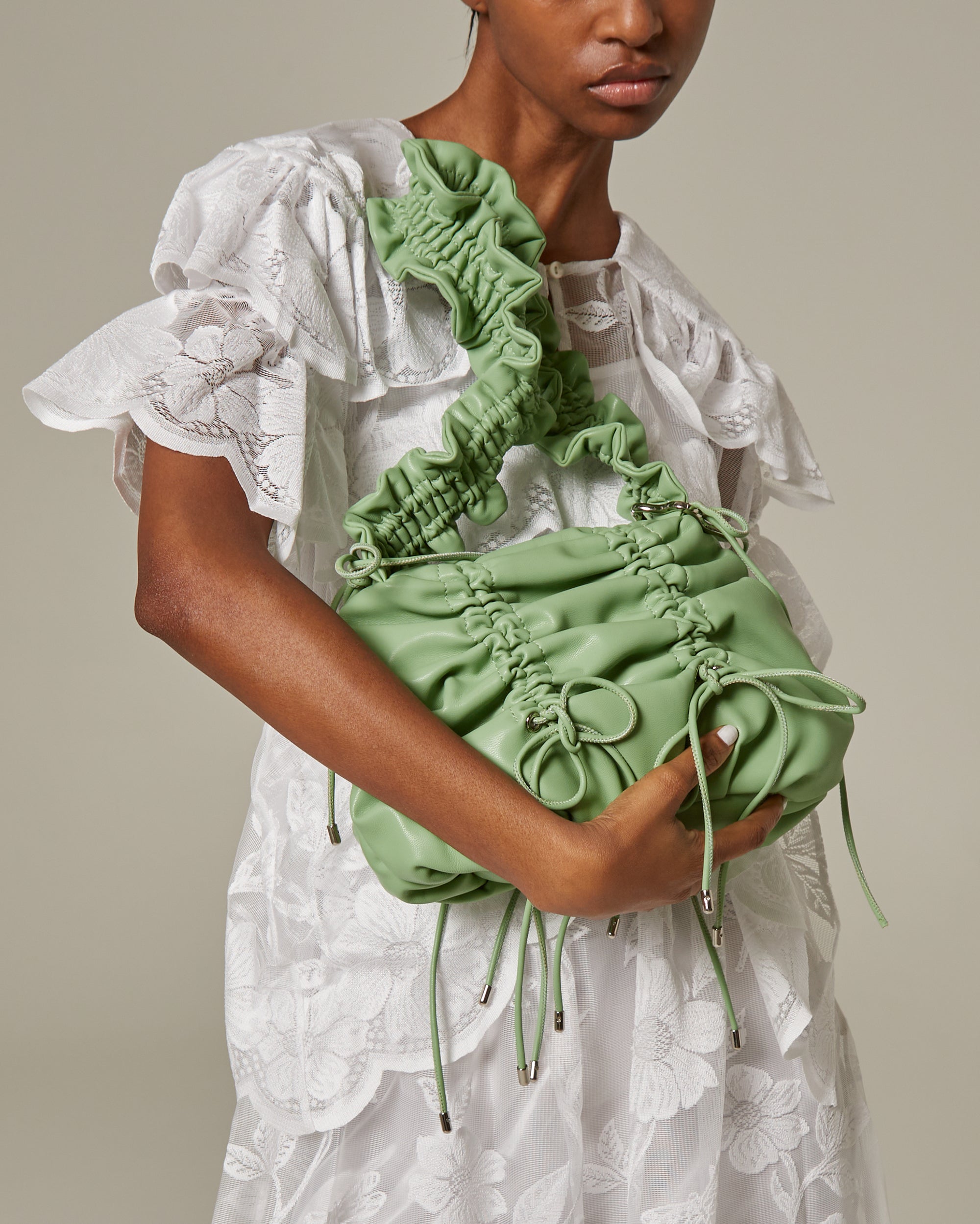 poppy-Gather ribbon bag (green